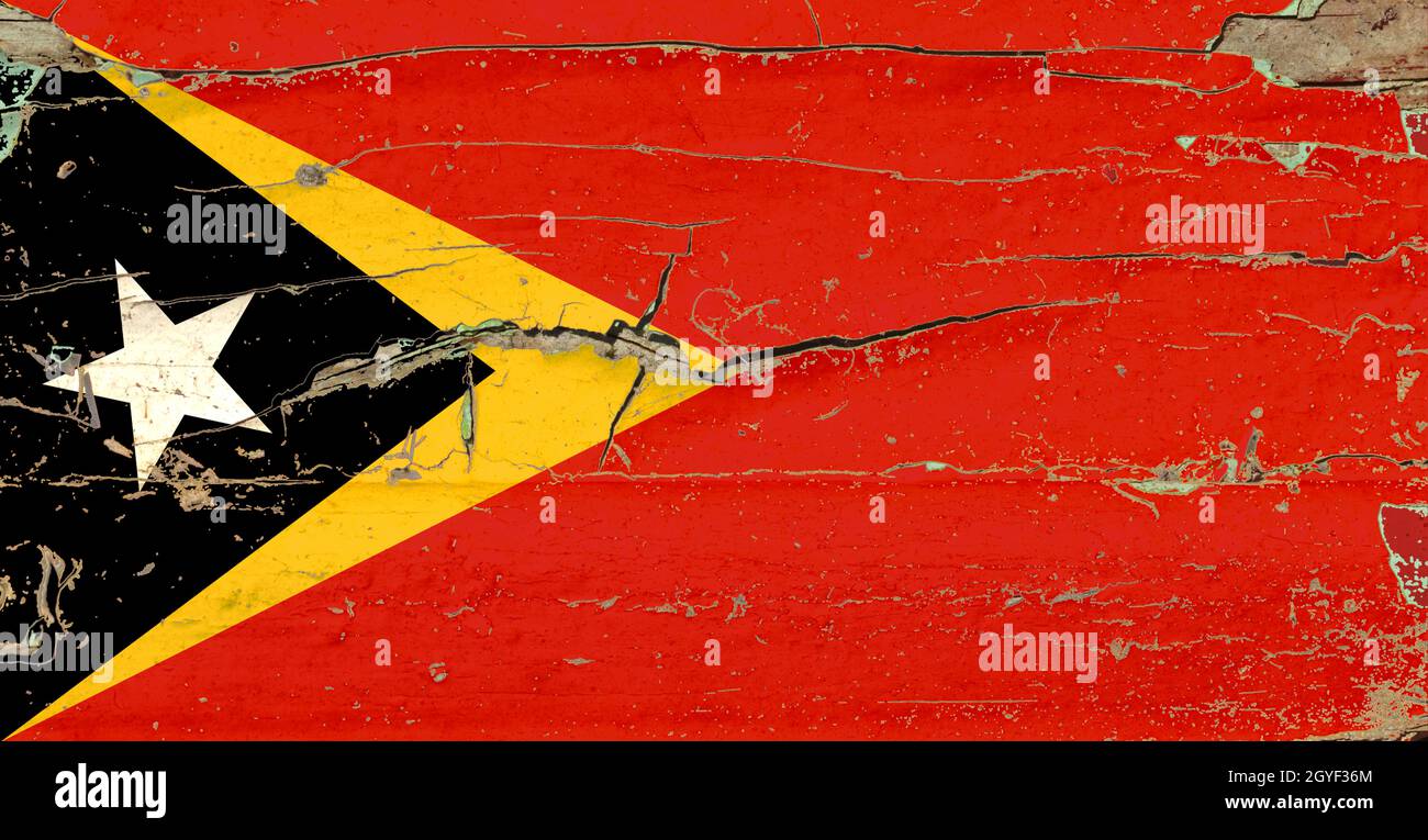 3D Flag of East Timor on a old wood wall background Stock Photo - Alamy