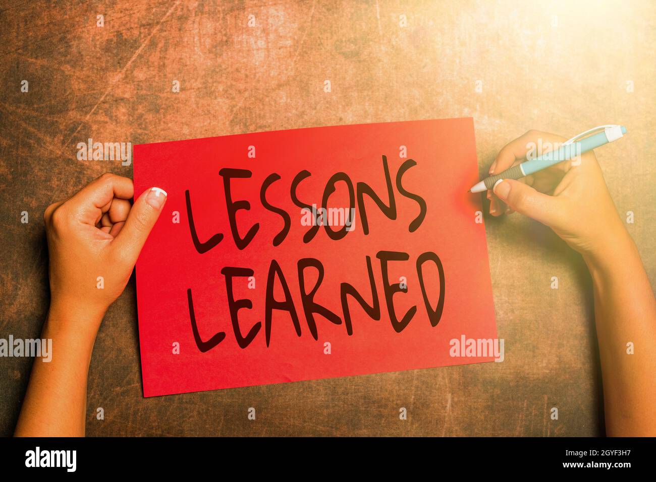 Text sign showing Lessons Learned, Word for the knowledge or ...