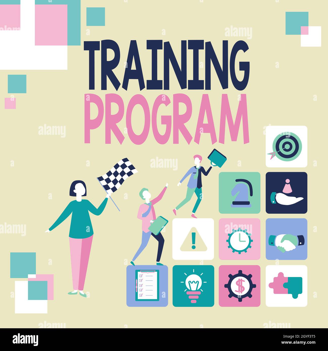Conceptual display Training Program, Business approach learn specific knowledge or skills to ...