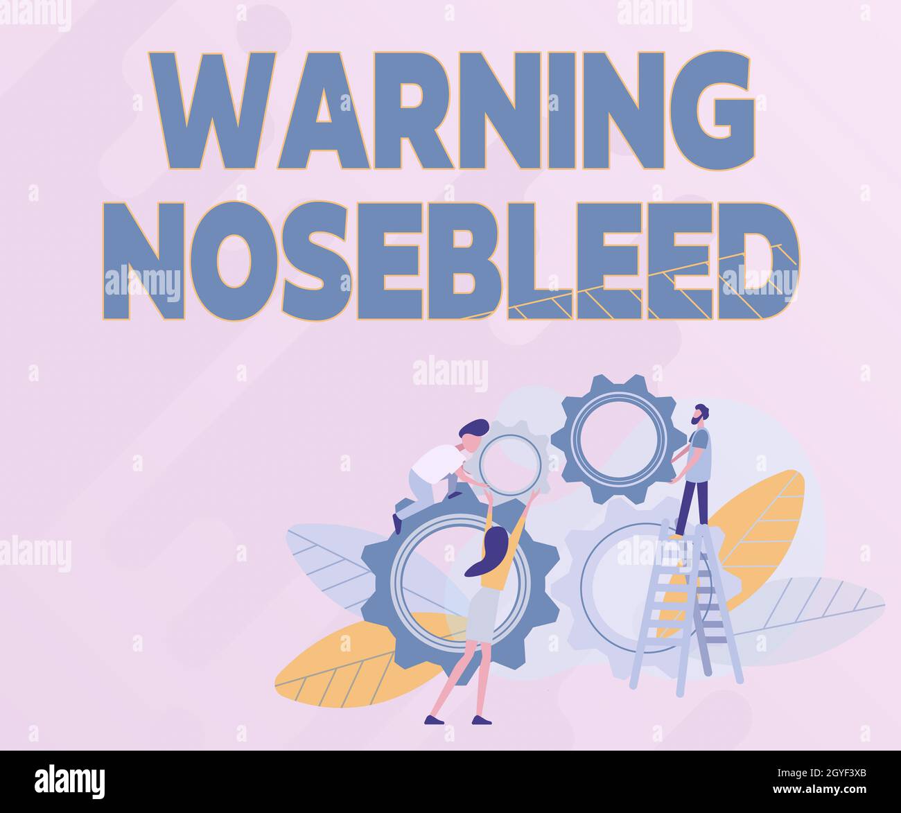 Text caption presenting Warning Nosebleed, Word for caution on bleeding ...