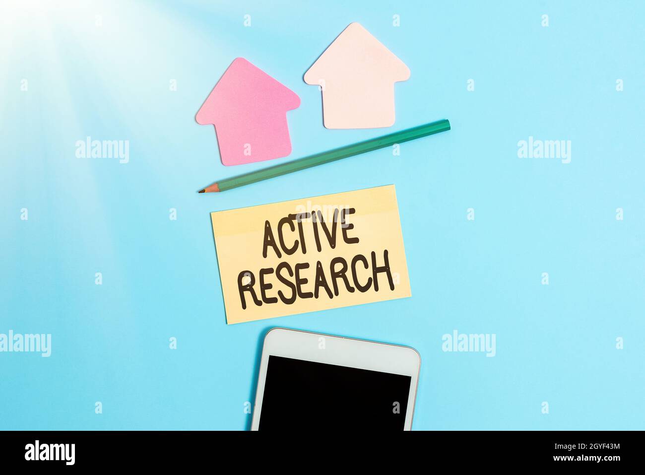 Handwriting text Active Research, Internet Concept Simultaneous process ...