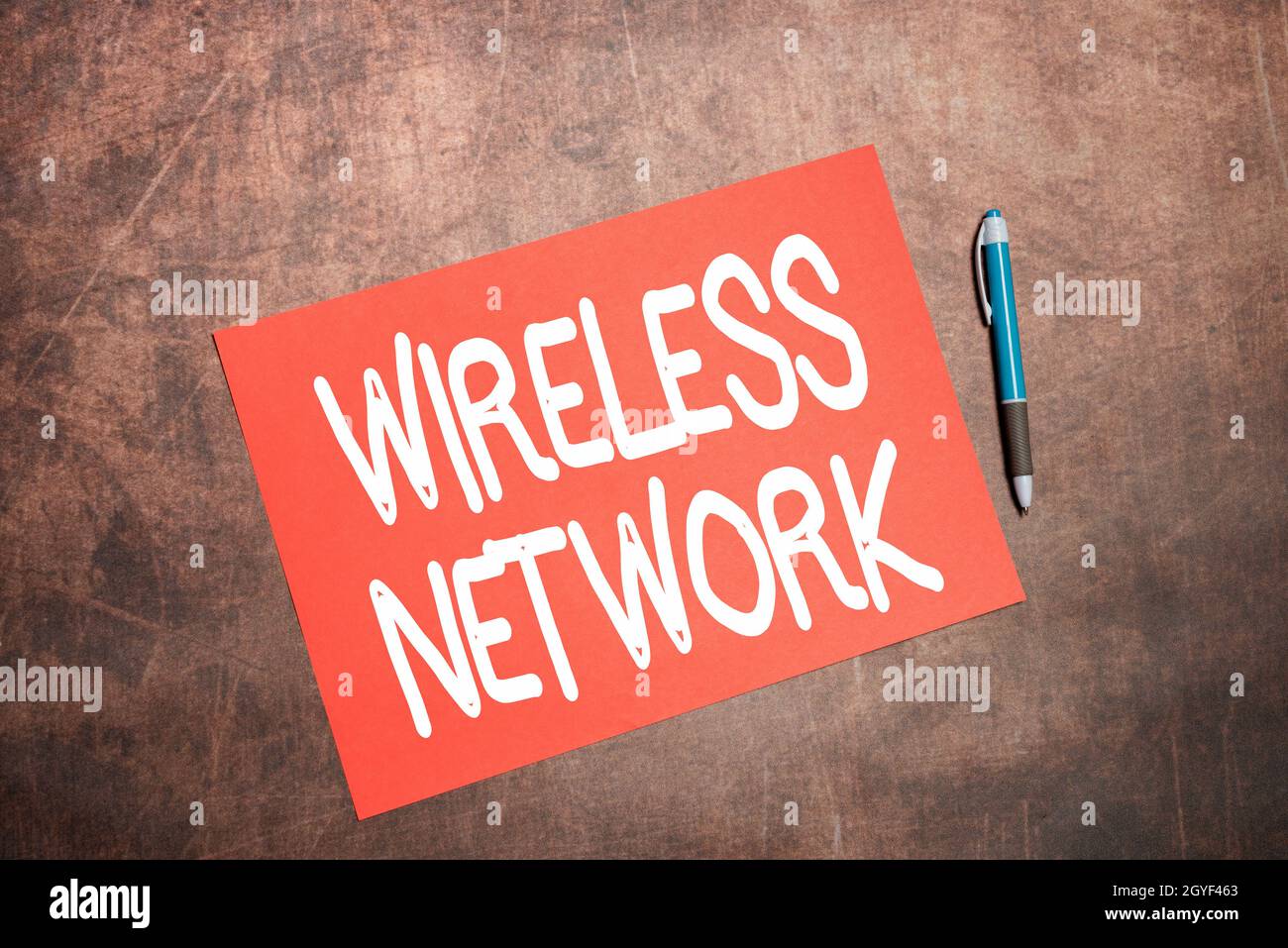 Hand writing sign Wireless Network, Business concept computer network ...