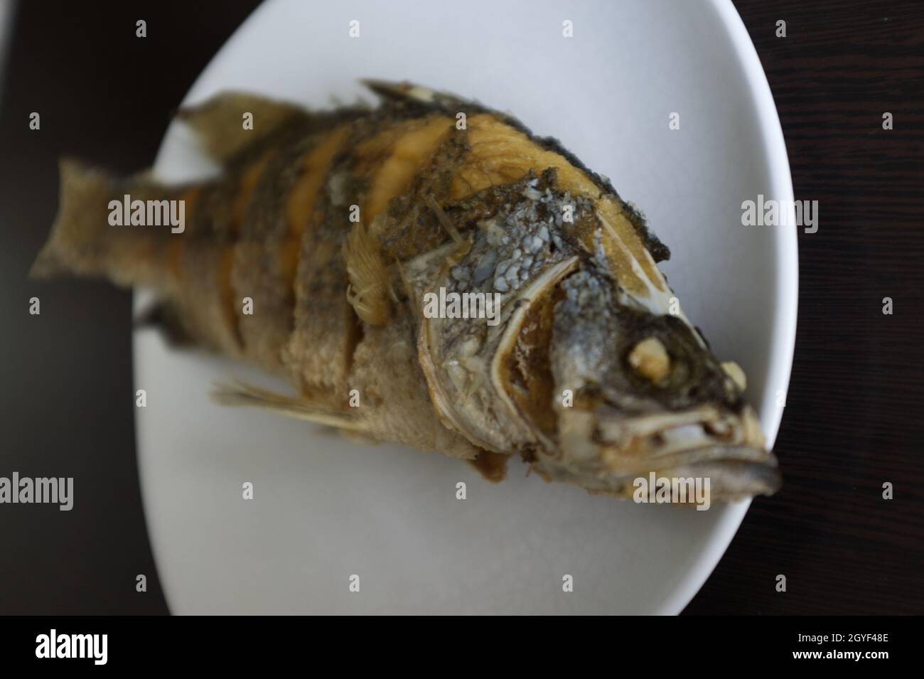 deep fried snapper fish in white dish Stock Photo - Alamy