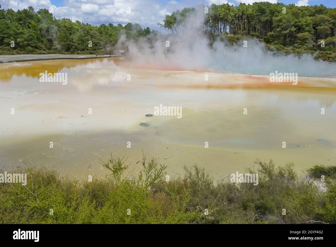 Champagne Pool at a geothermal area named Waiotapu in New Zealand Stock ...