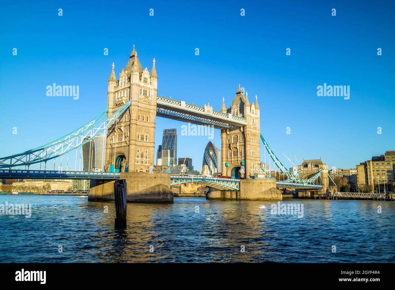 Tower Bridge in London, UK with blue sky Stock Photo - Alamy