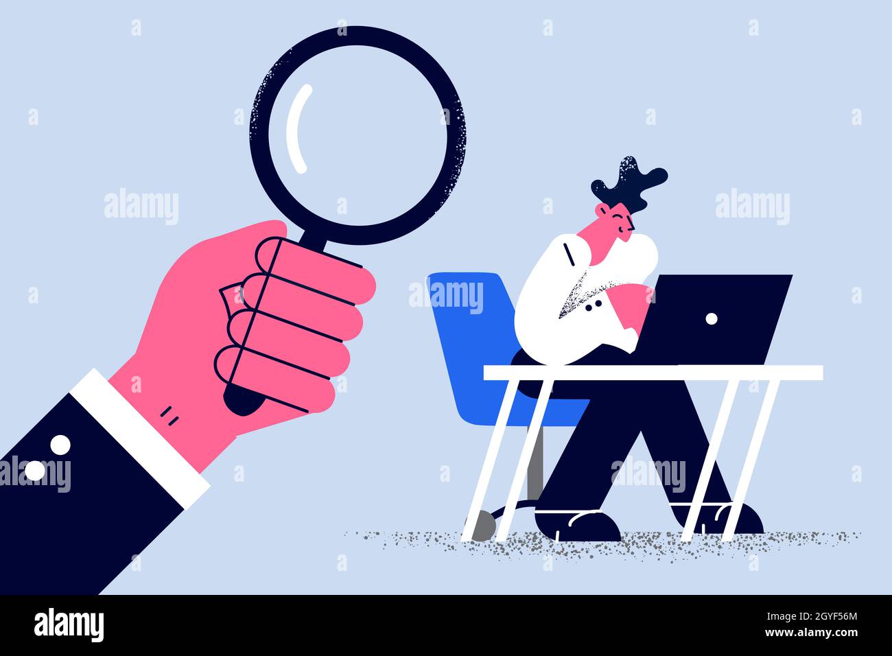 Controlling workers and head hunting concept. Hand of director boss ...