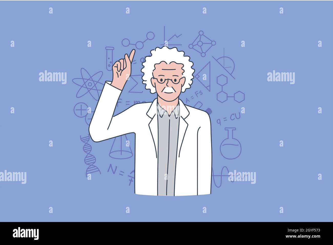 Scientist and physicist practitioner concept. Old grey haired man ...