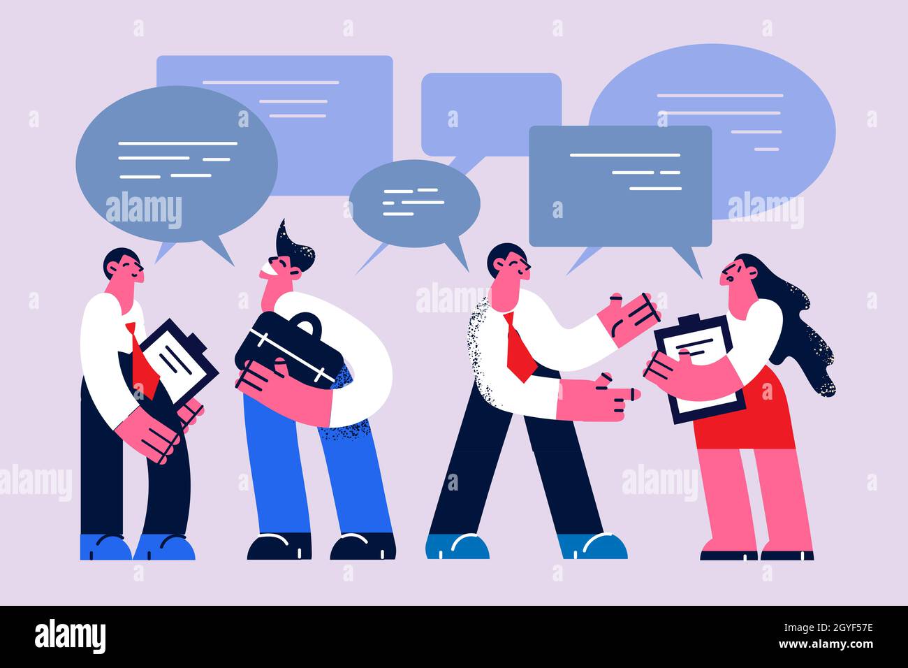 Business communication, chat, discussion concept. Young smiling ...