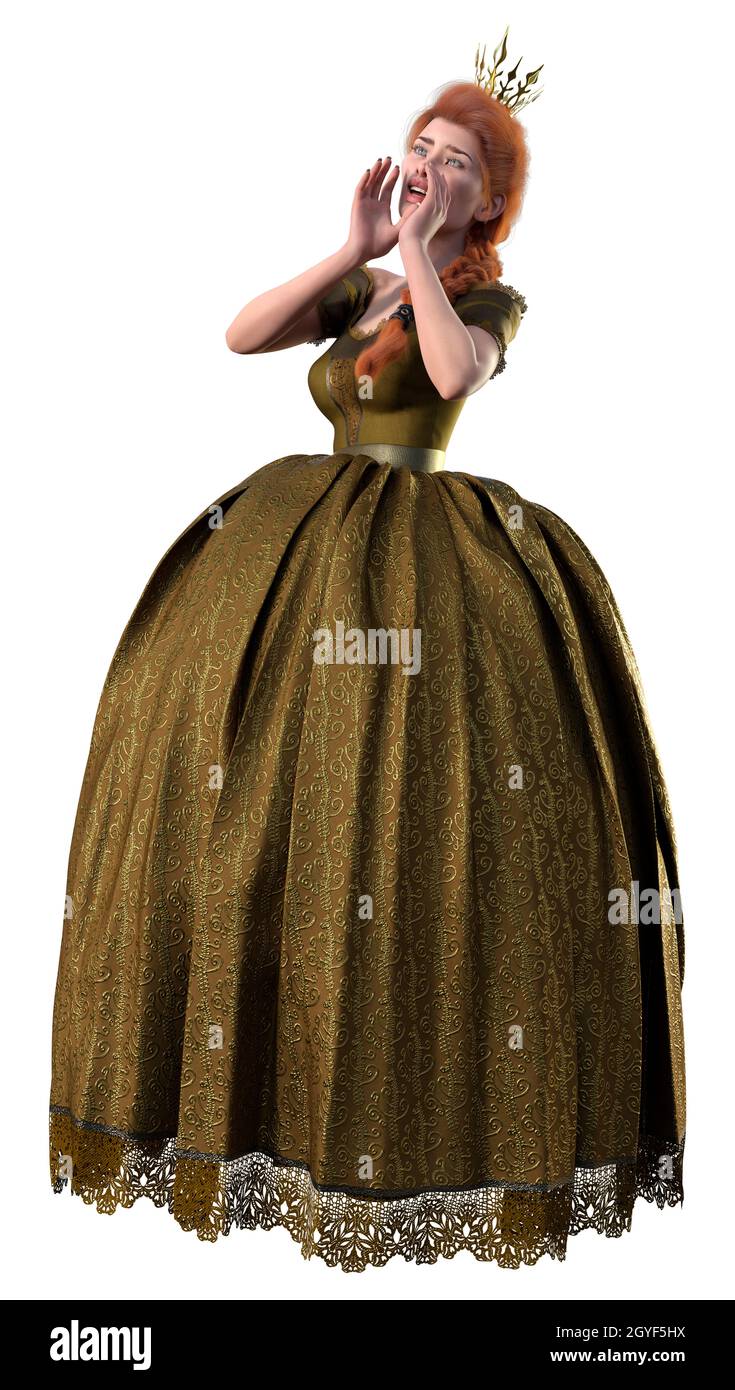 3D rendering of a beautiful fairy tale princess isolated on white ...