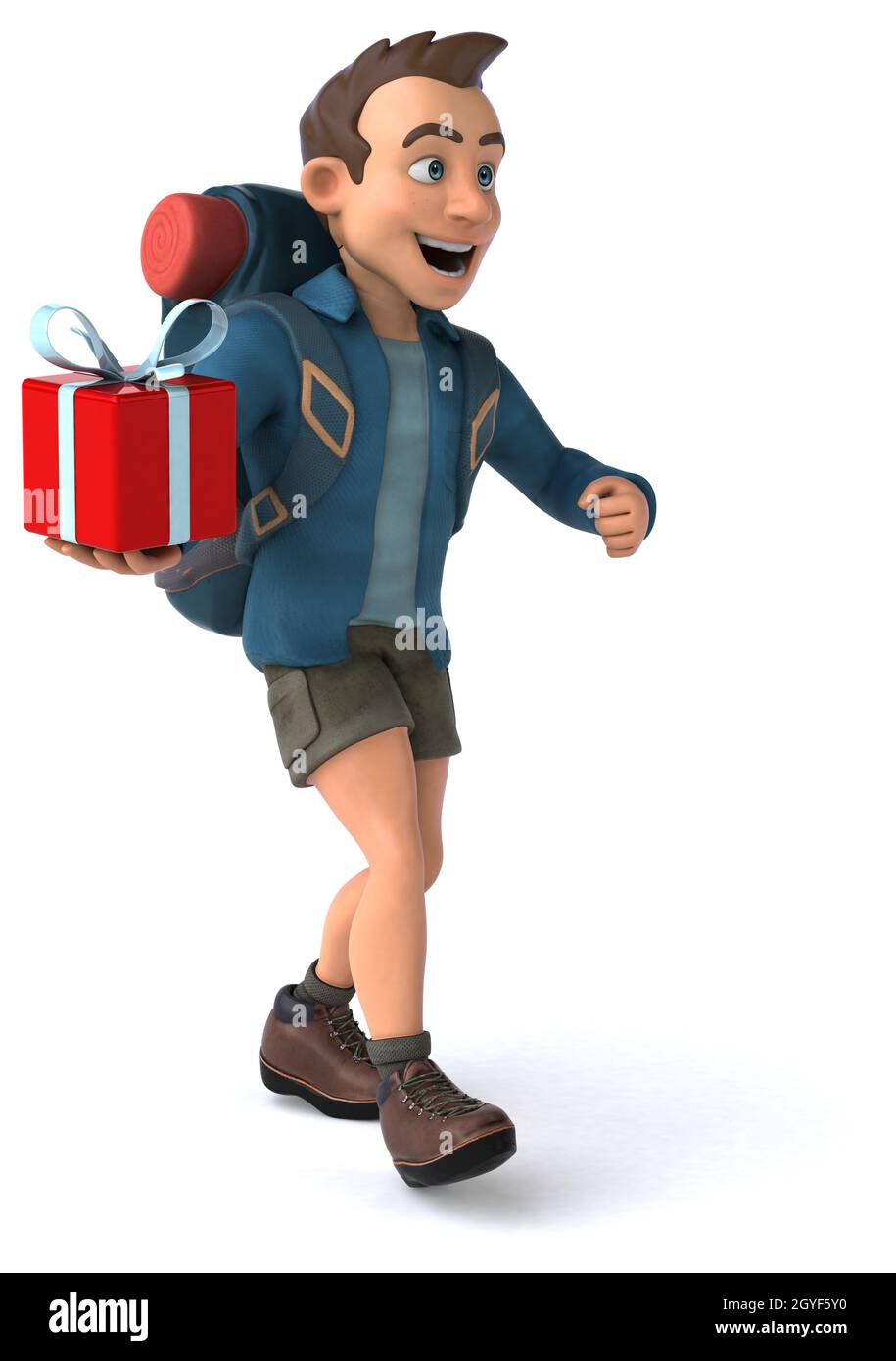 Fun illustration of a 3D cartoon backpacker Stock Photo - Alamy