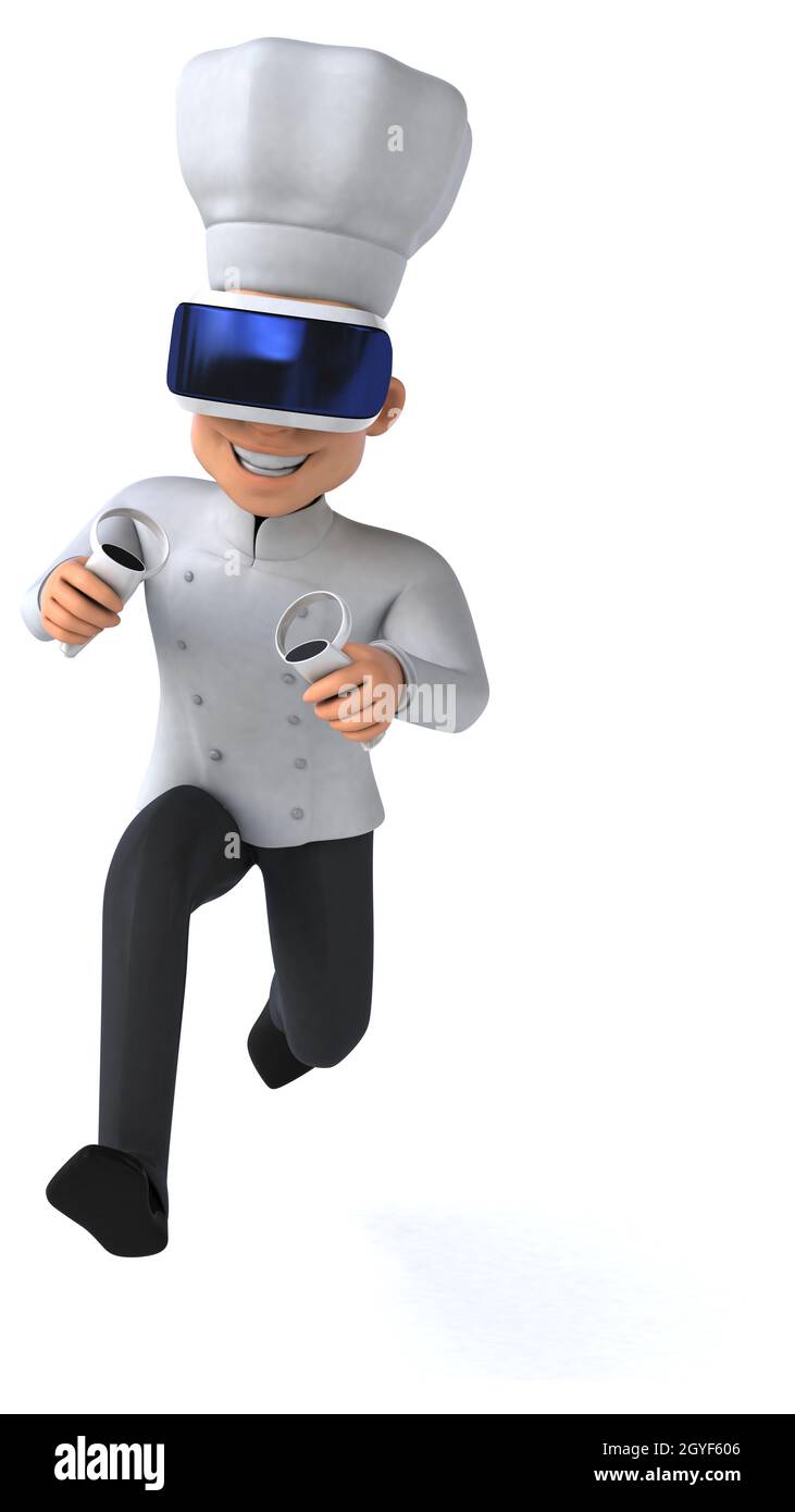Fun 3D Illustration of a chef with a VR Helmet Stock Photo - Alamy