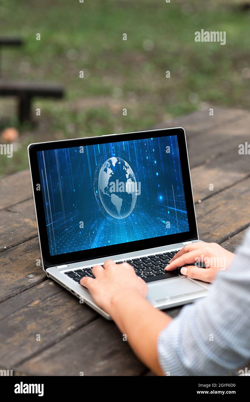 Human working laptop world hi-res stock photography and images - Alamy