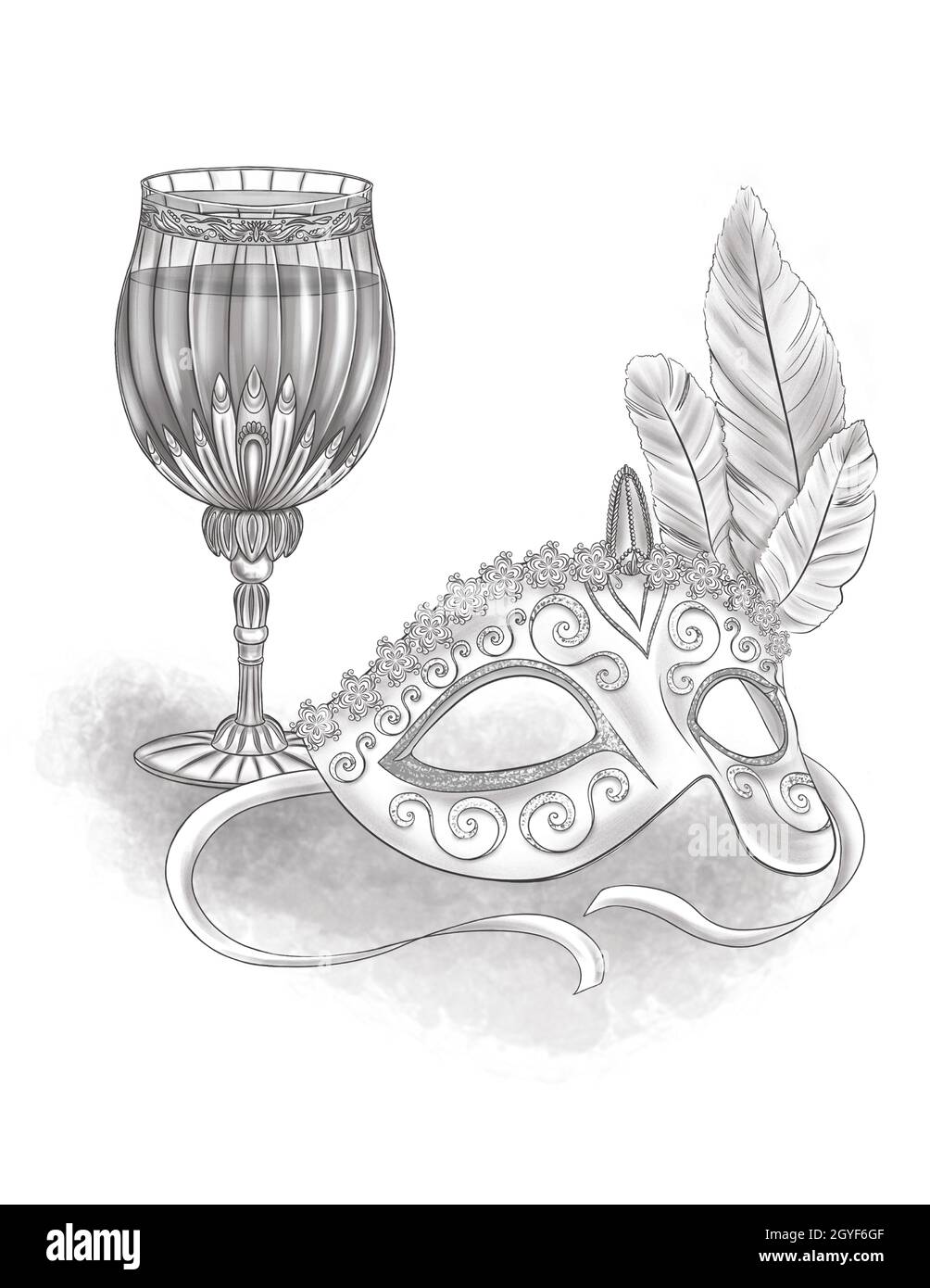 Antique wine drawing Cut Out Stock Images & Pictures - Alamy