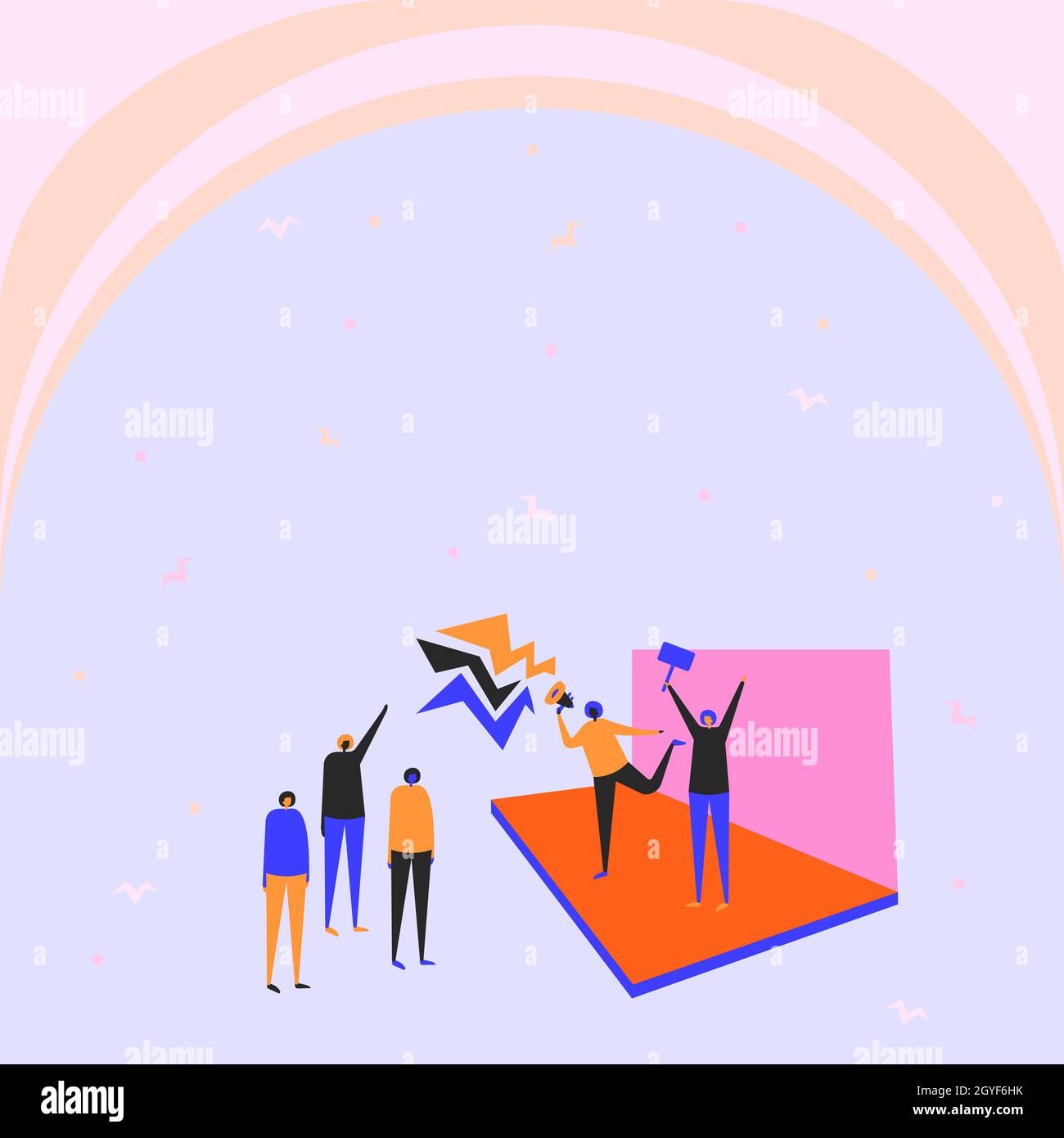 Illustration Of Couple On Stage Making Announcement To The Small Crowd ...