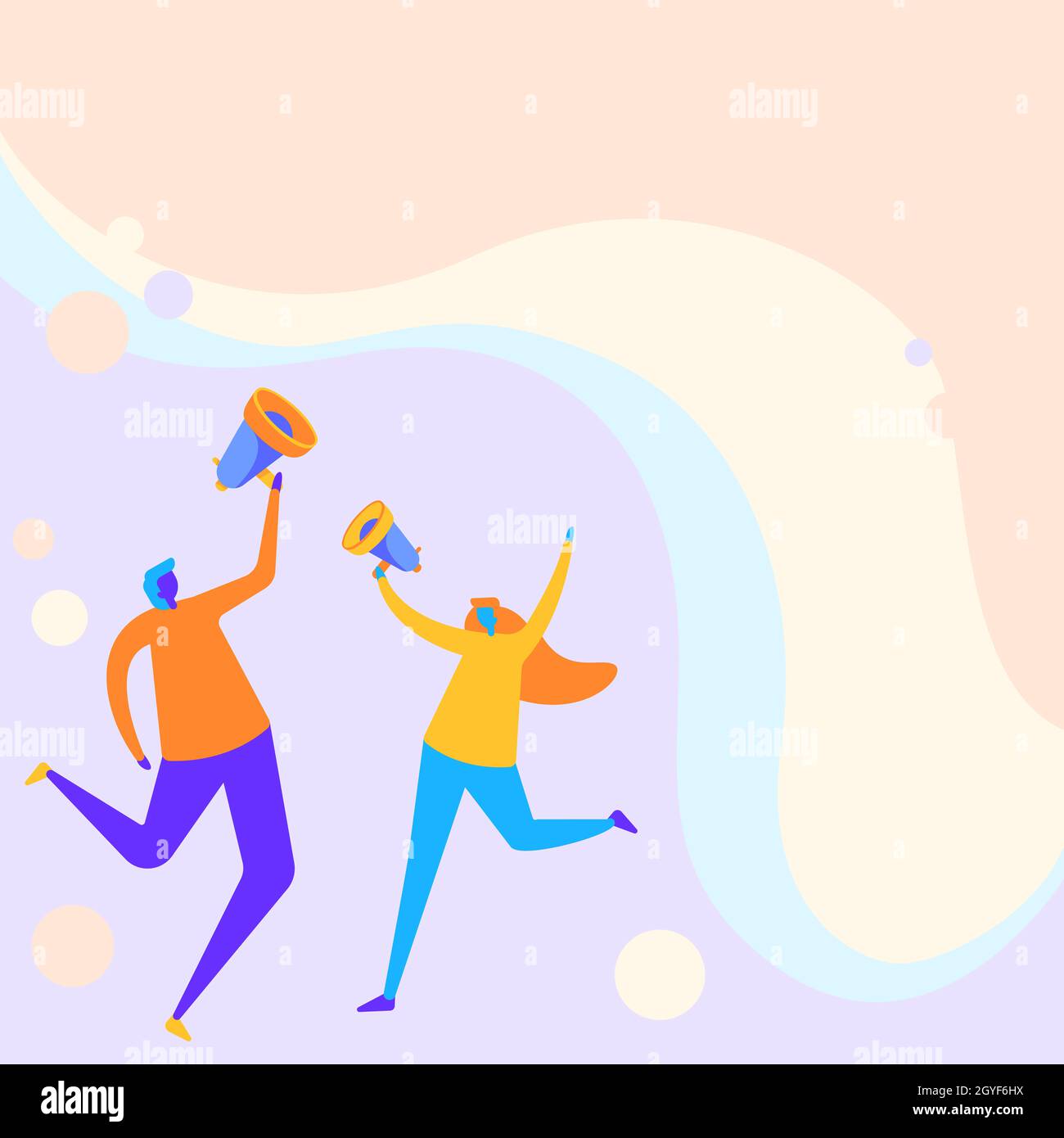 Illustration Of Partners Jumping Around Sharing Thoughts Through ...