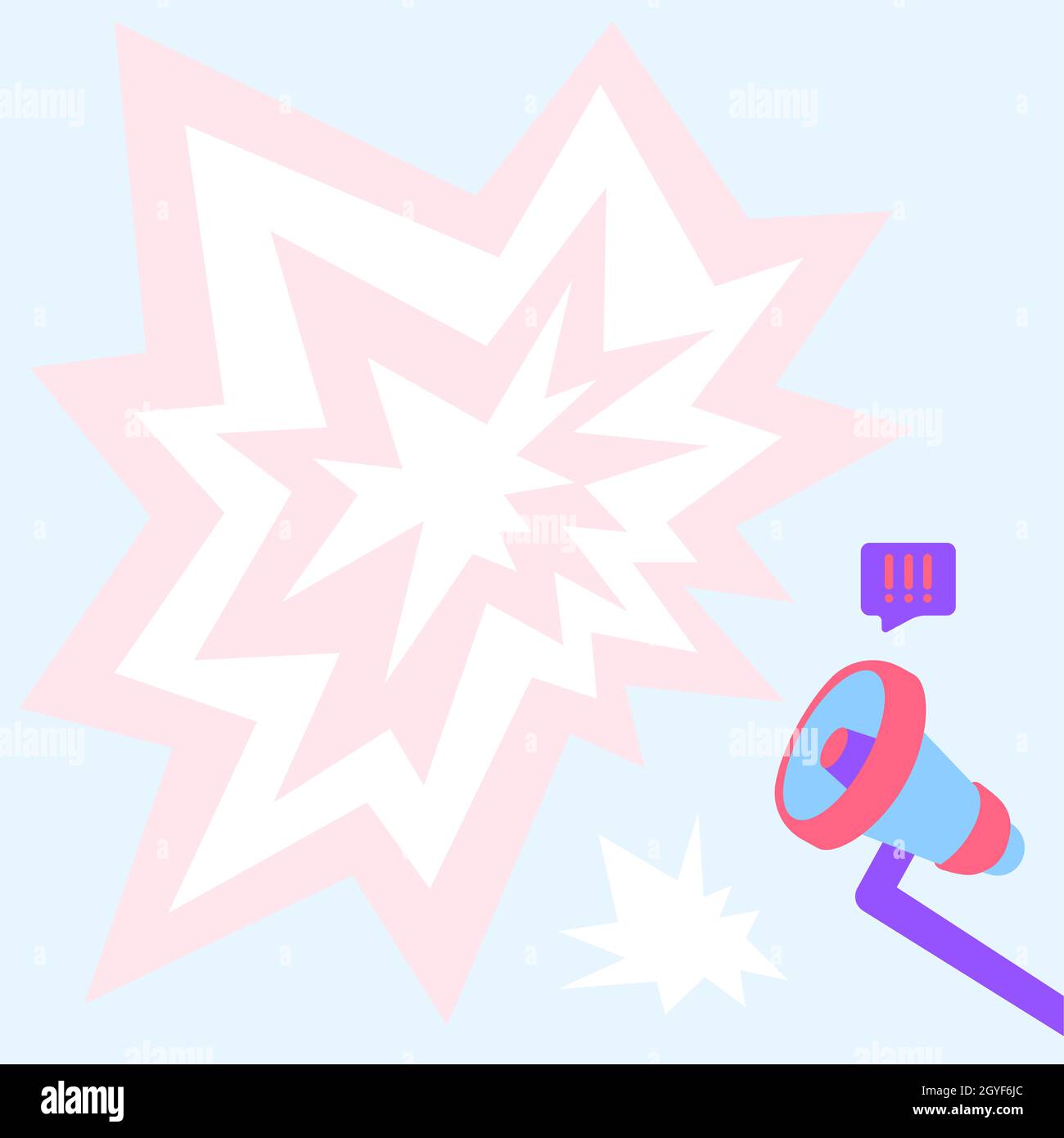 Megaphone Drawing With Lightning Wave Sound Making Loud Announcement ...