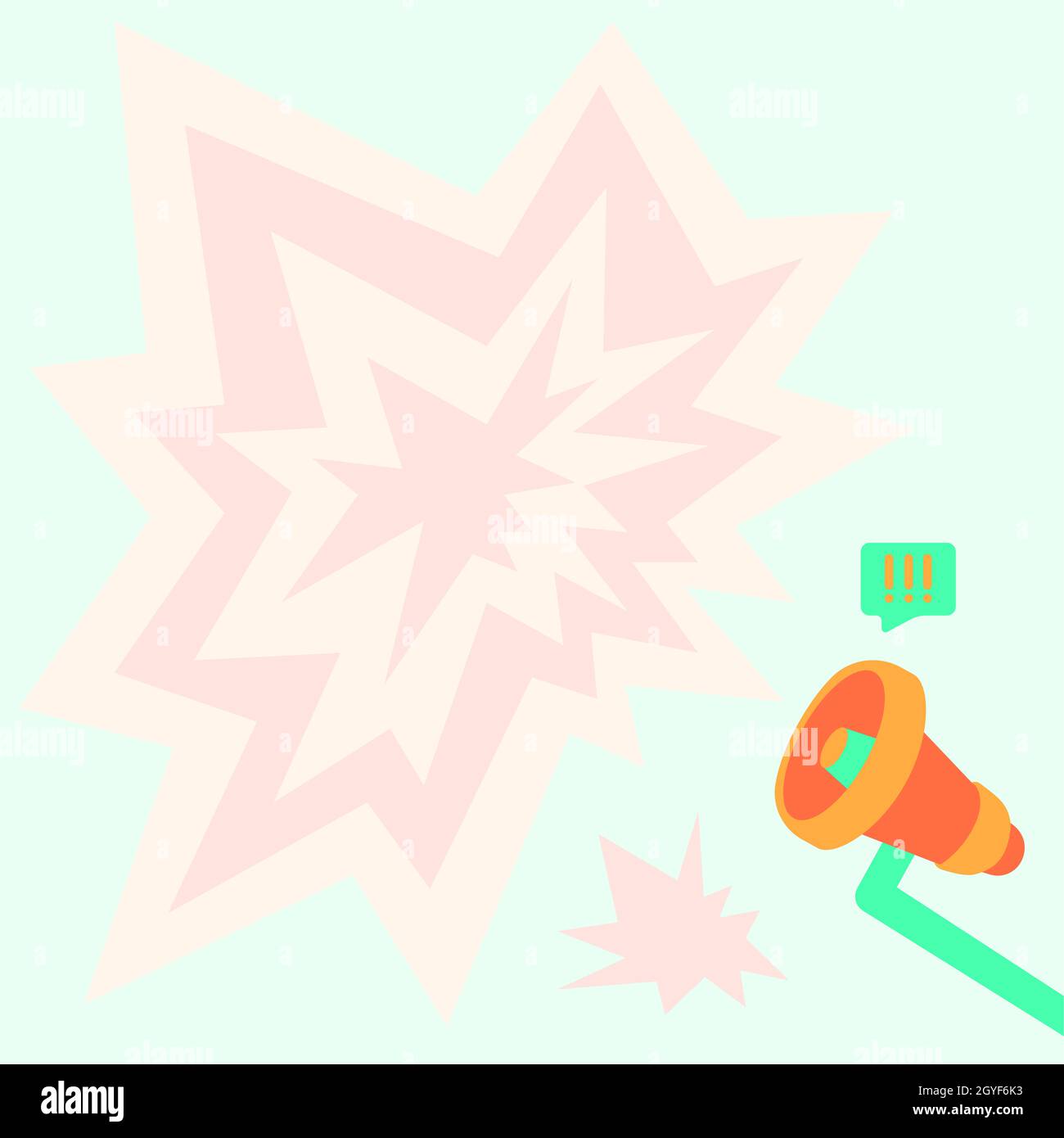 Megaphone Drawing With Lightning Wave Sound Making Loud Announcement ...