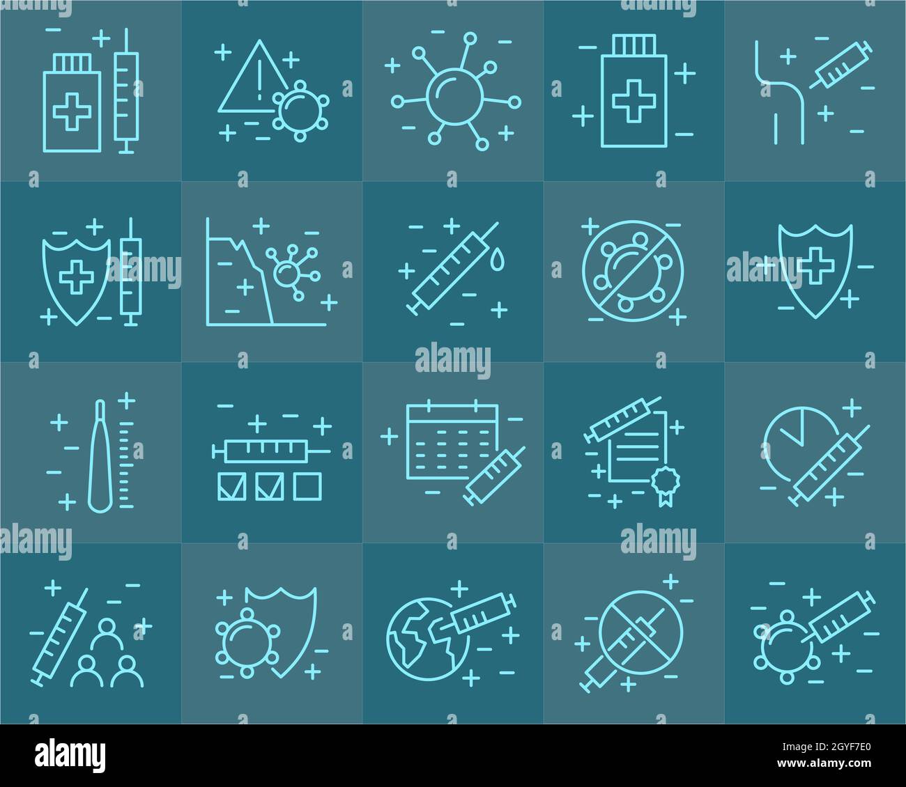 Vaccination and immunization line icon set. Collection of editable ...