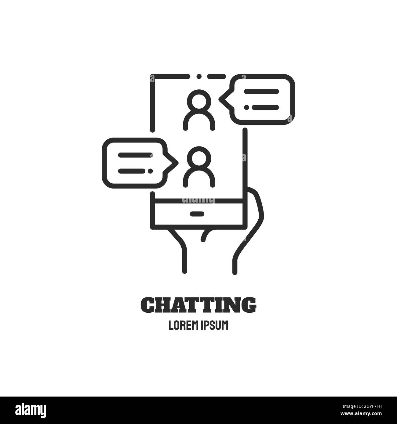 Chatting line icon. Phone and messages from people. Logo concept. Video ...
