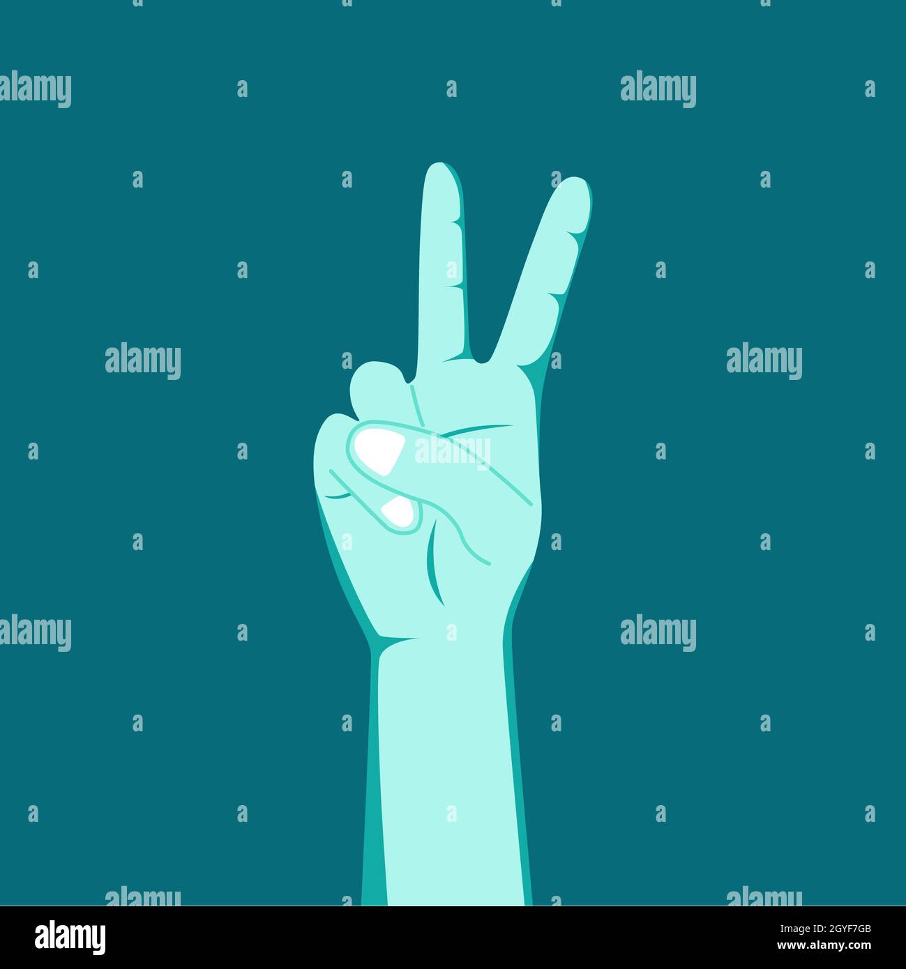 Man hand gesturing peace sign V isolated vector illustration ...