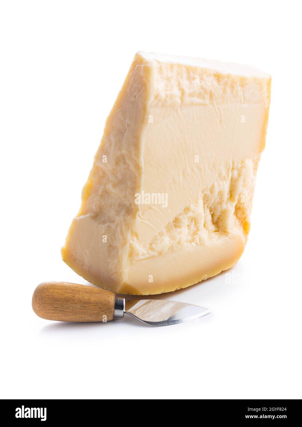 Block of italian parmesan cheese isolated on white background Stock ...