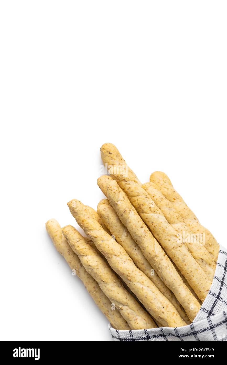 Grissini sticks. Traditional italian bread sticks isolated on white ...