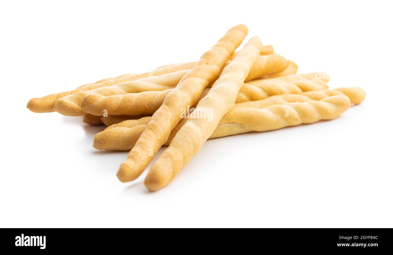 Grissini sticks. Traditional italian bread sticks isolated on white ...