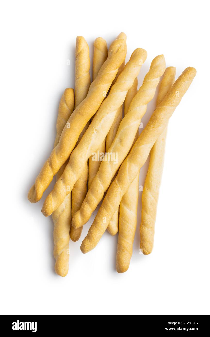 Grissini sticks. Traditional italian bread sticks isolated on white ...