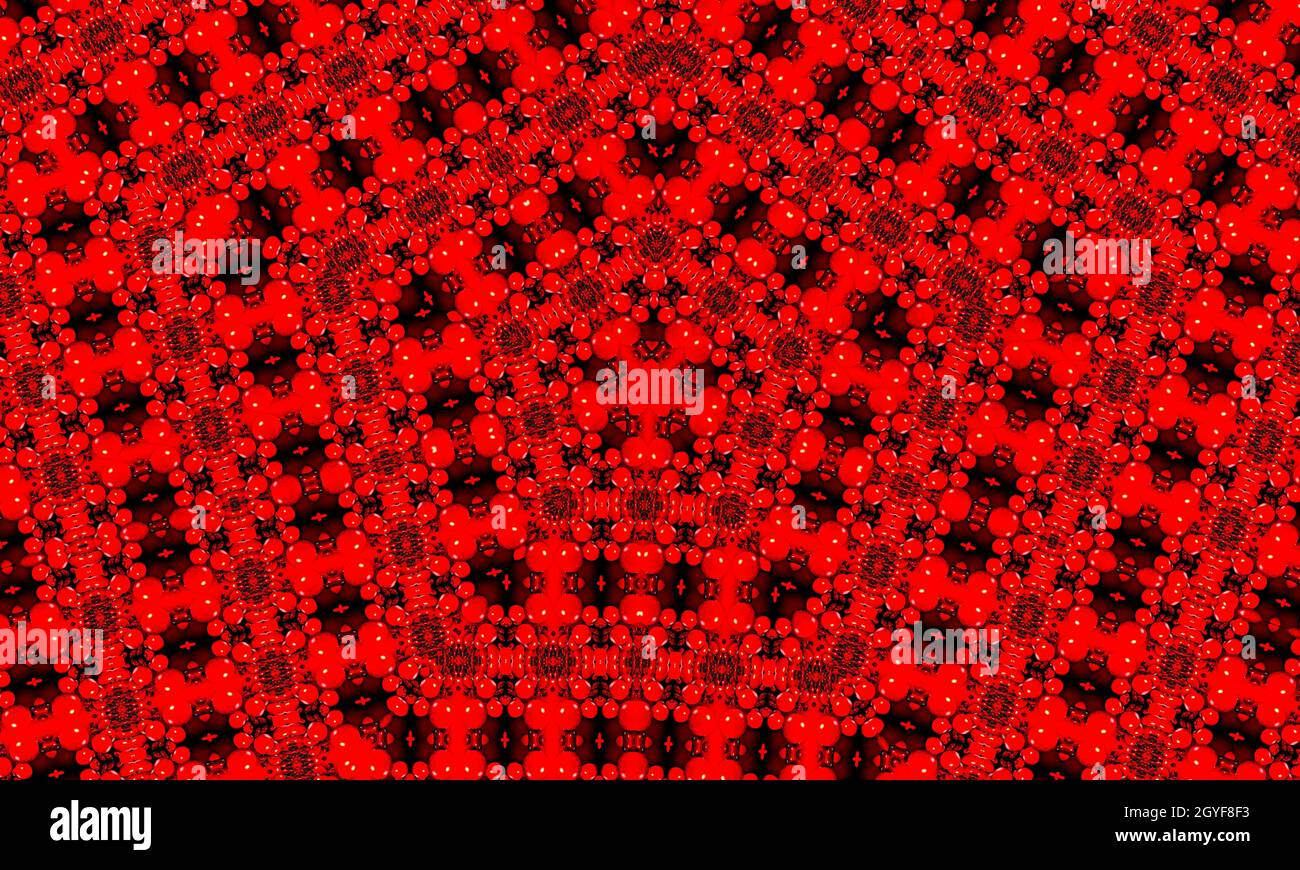 Vivid blood red fractal kaleidoscope, digital artwork for creative ...