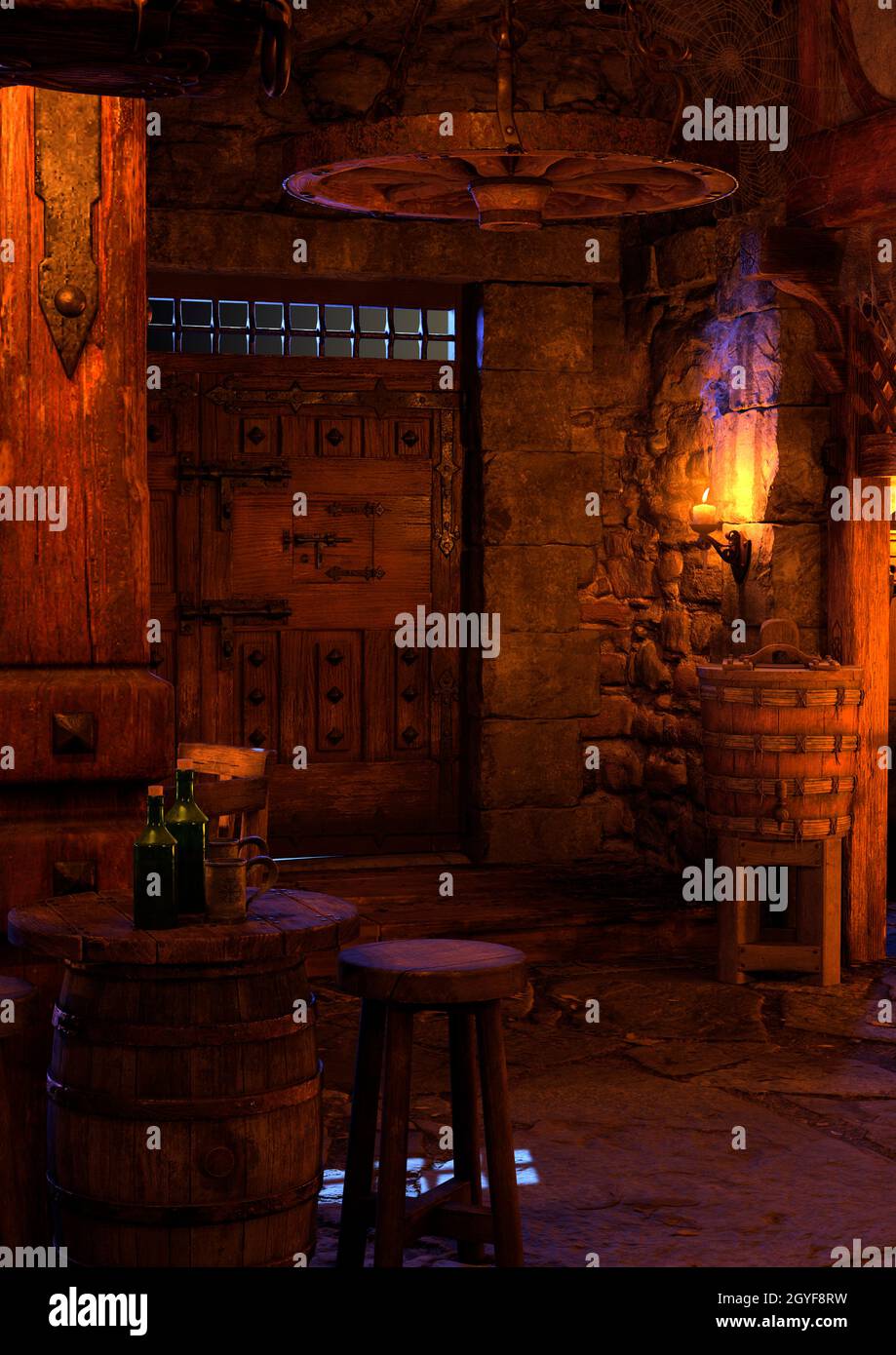 3D rendering of a medieval tavern interior Stock Photo - Alamy