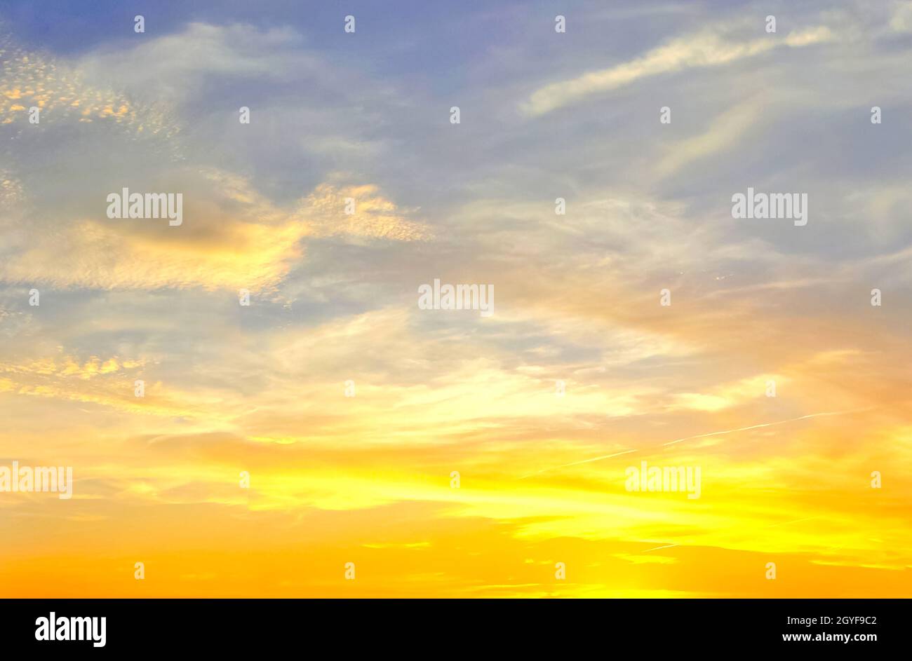 Beautiful high resolution panorama of orange and red sunset clouds in ...