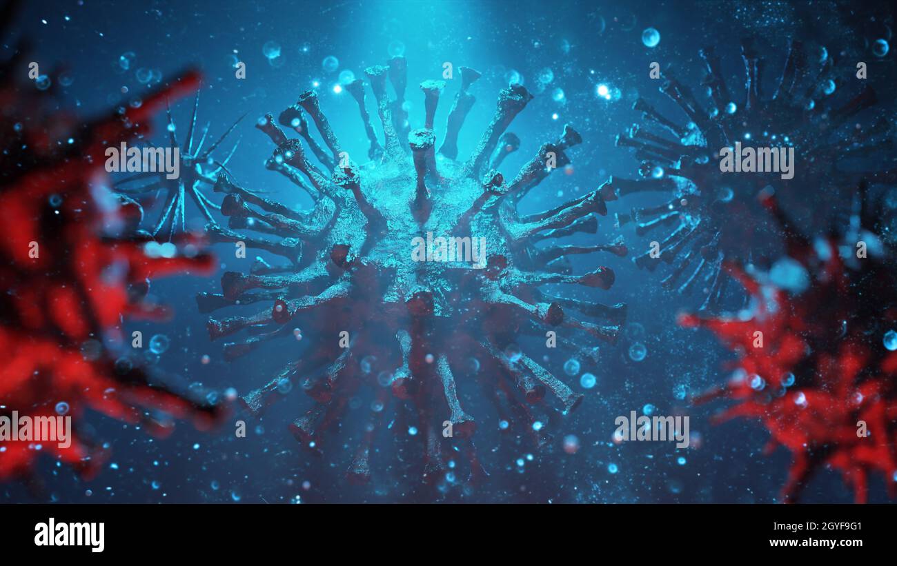 Dangerous corona virus, SARS pandemic risk concept. 3D illustration ...