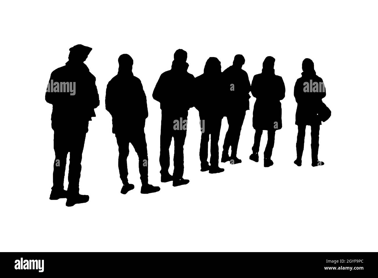 Back perspective view people queing isolated graphic illustration Stock ...