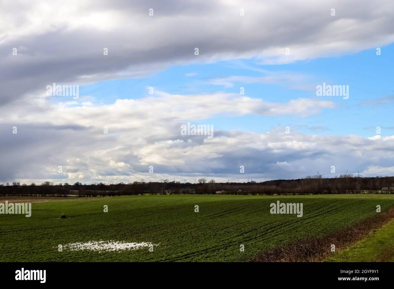 Beautiful clouds in a blue sky over a northern european landscape Stock ...