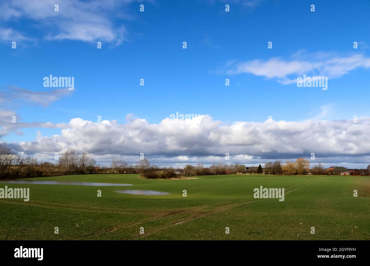 Beautiful clouds in a blue sky over a northern european landscape Stock ...
