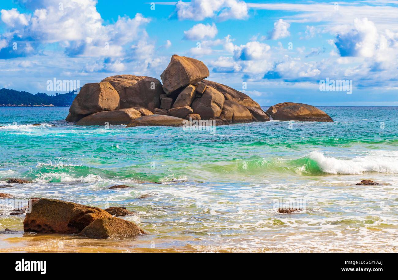 Amazing rock formations boulders on big tropical island Ilha Grande ...