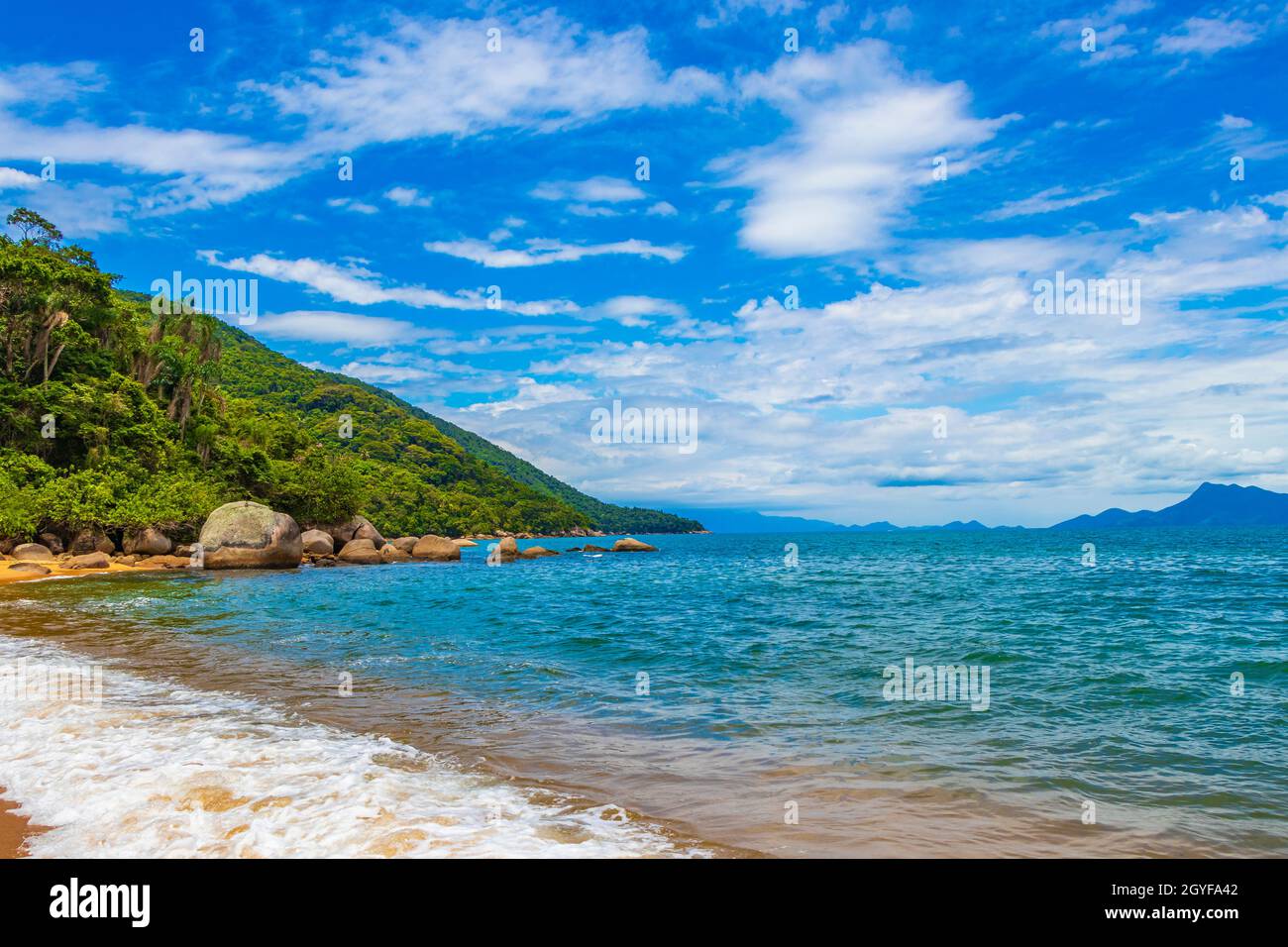 The big tropical island Ilha Grande Praia de Palmas beach in Angra dos ...
