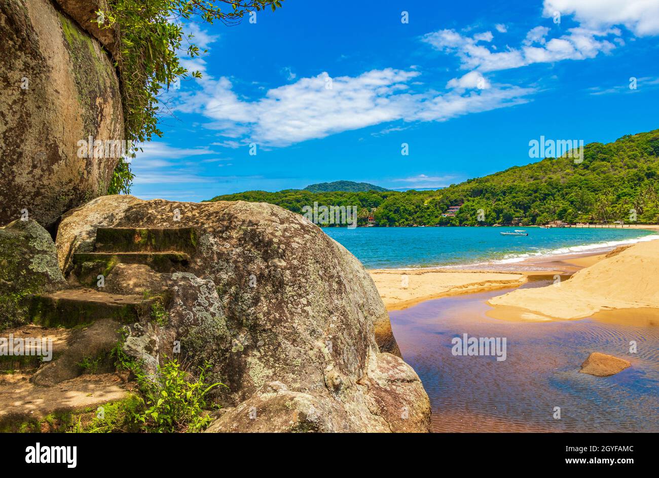 The big tropical island Ilha Grande Praia de Palmas beach in Angra dos ...