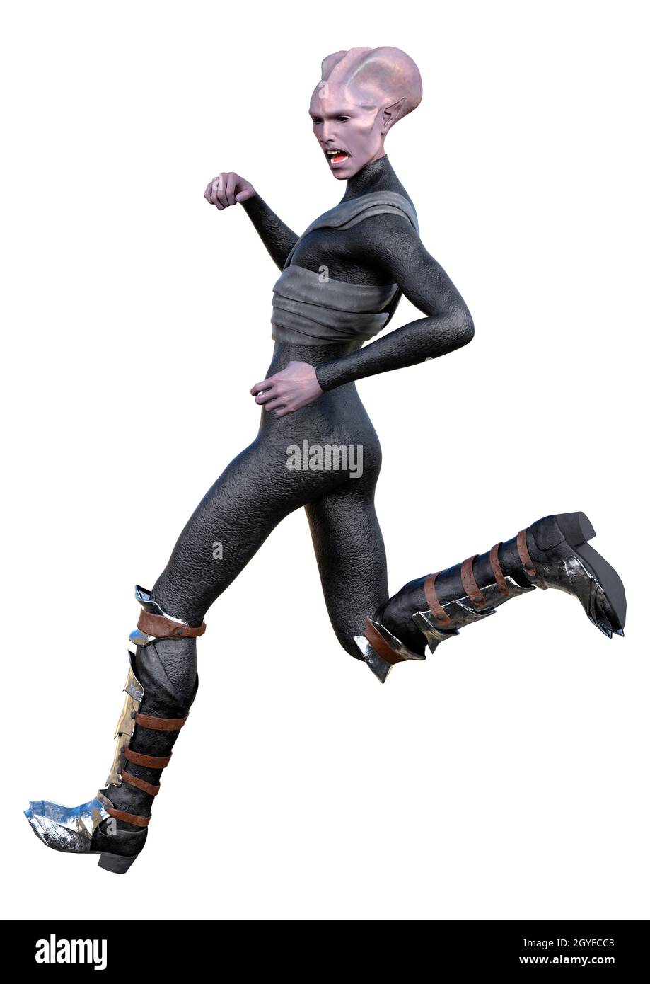 3D rendering of a fantasy alien isolated on white background Stock ...