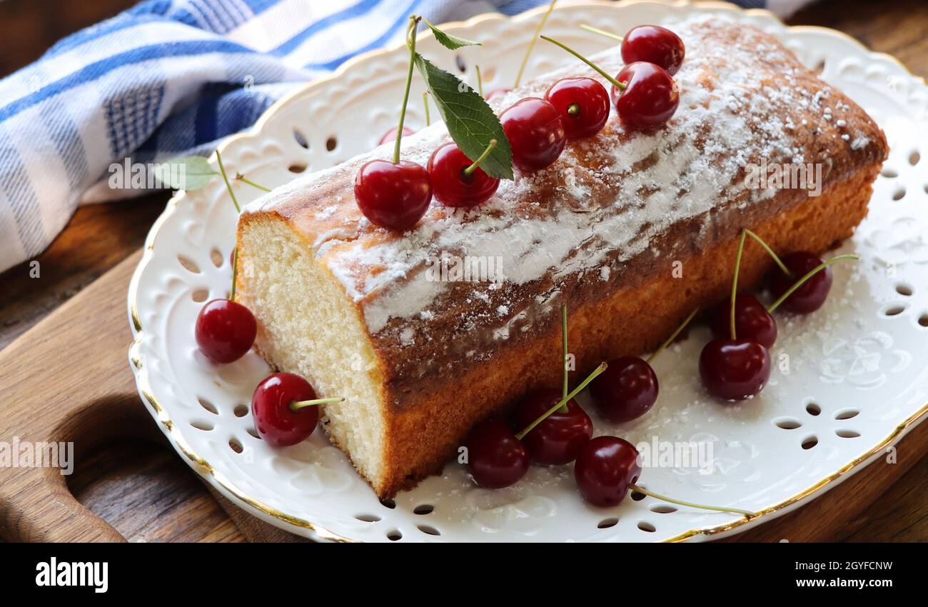 Home made cherry biscuits with vanilla and icing sugar Stock Photo - Alamy