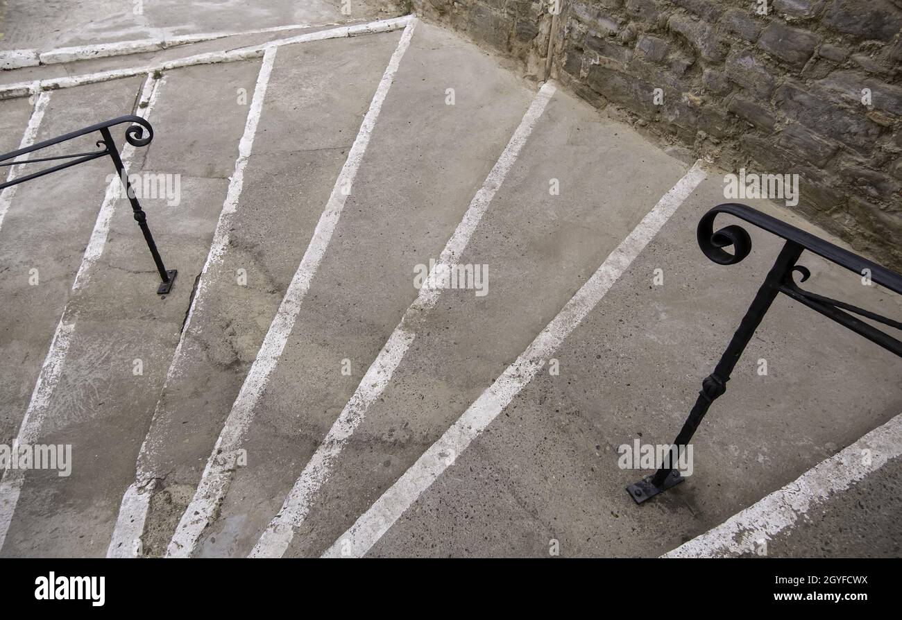 Detail of old stairs on the outside of a village Stock Photo - Alamy