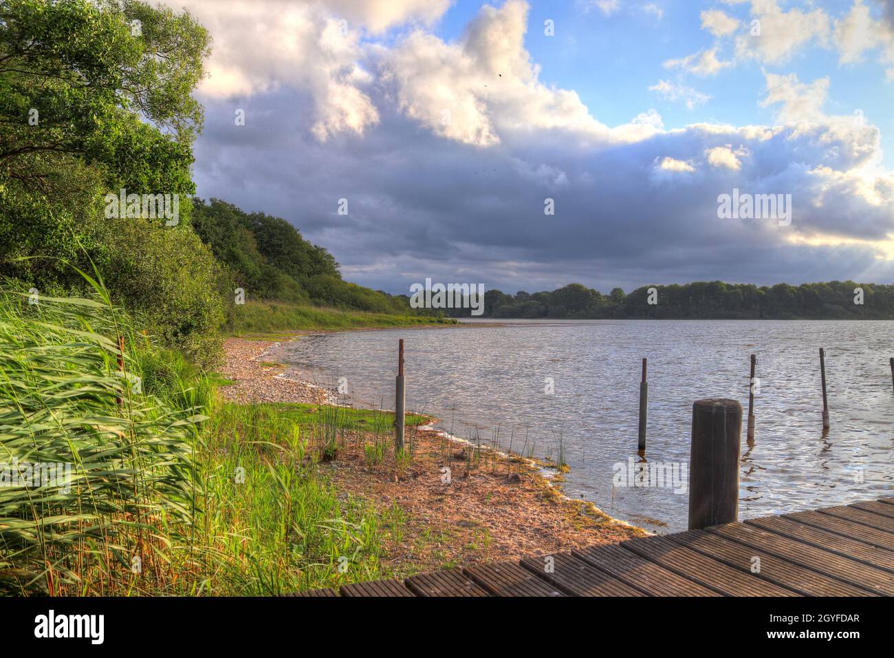 Beautiful landscape at a lake with a reflective water surface Stock ...