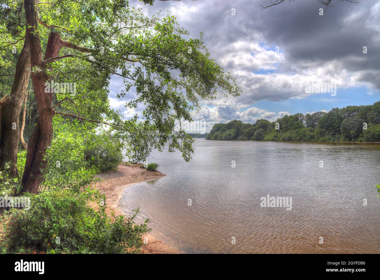 Beautiful landscape at a lake with a reflective water surface Stock ...