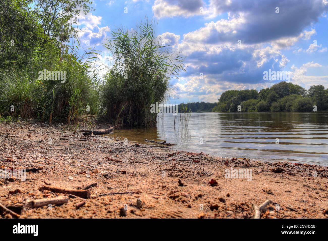 Beautiful landscape at a lake with a reflective water surface Stock ...