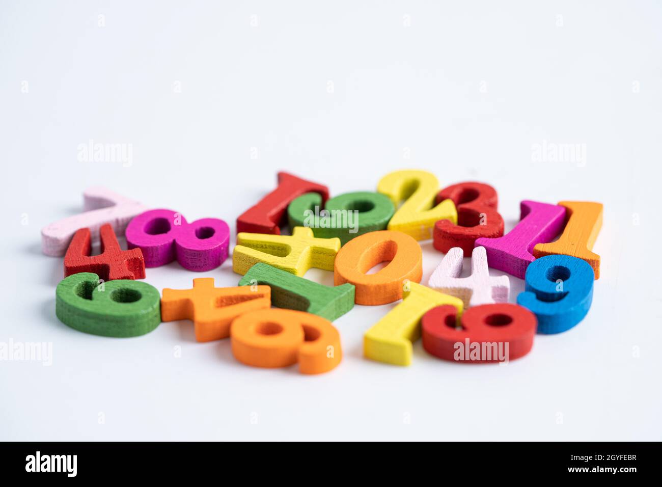 Math number colorful on white background, education study mathematics ...
