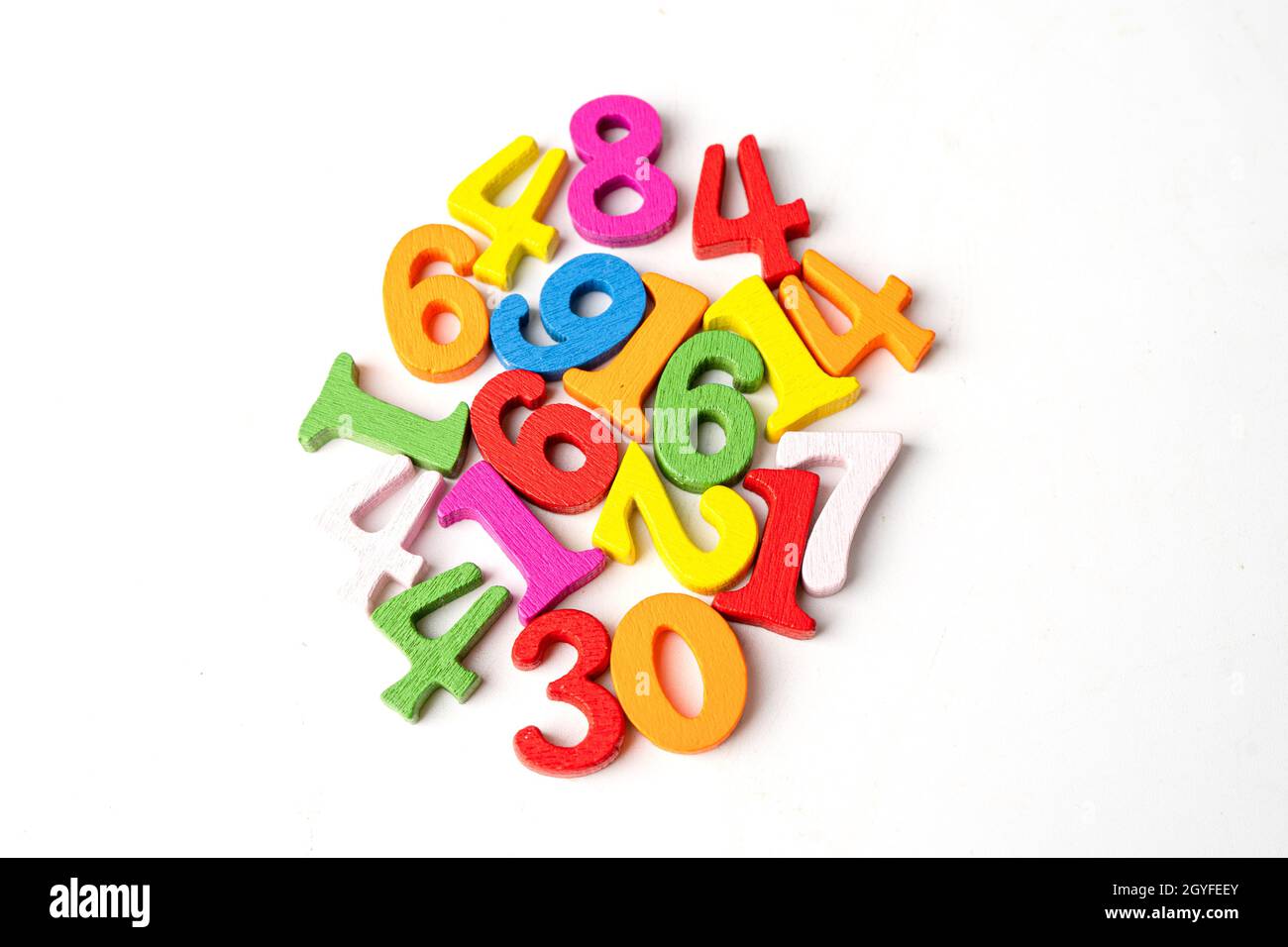 Math Number colorful on white background, education study mathematics ...