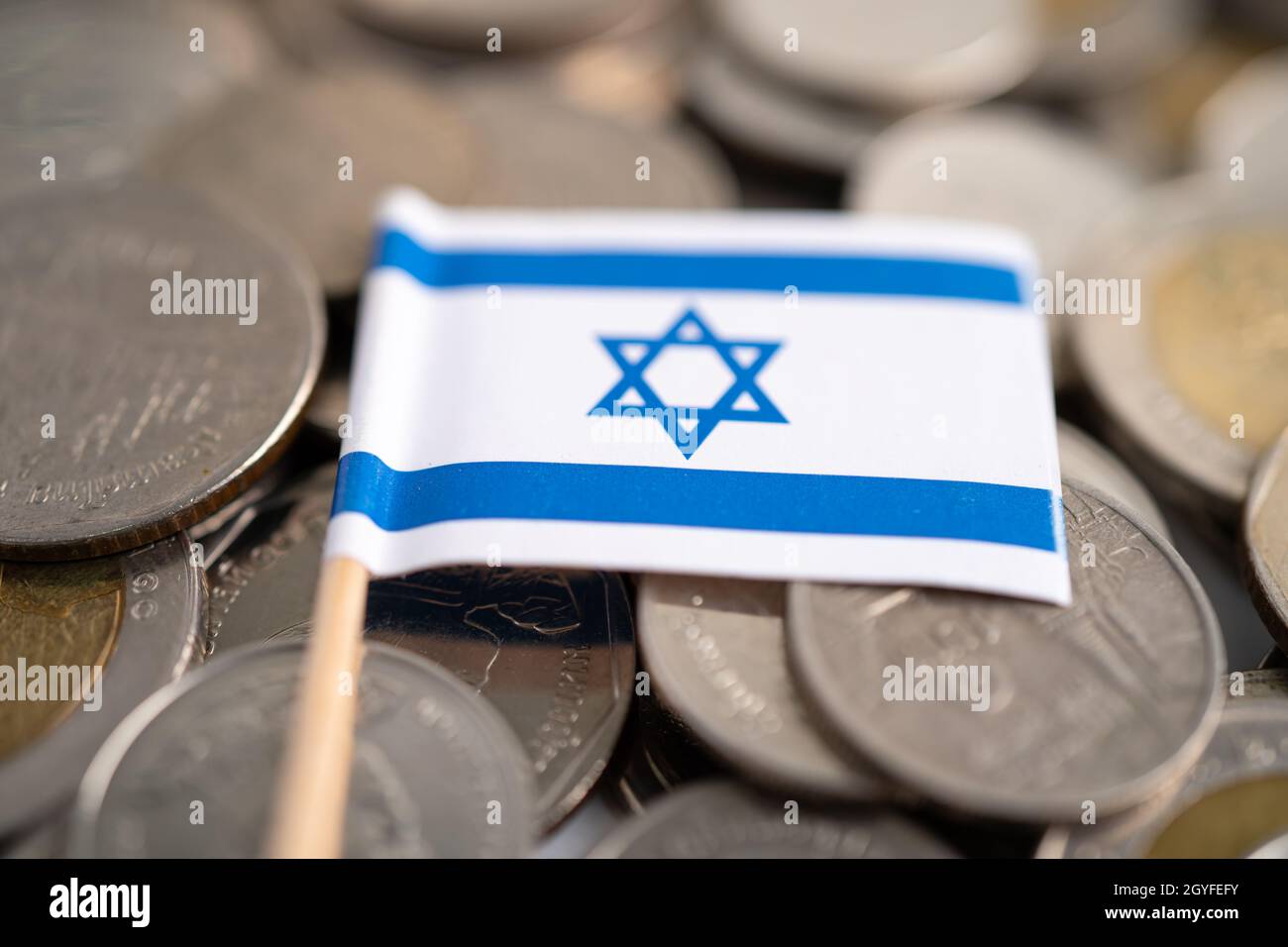 Stack of coins with Israel flag, finance concept Stock Photo - Alamy
