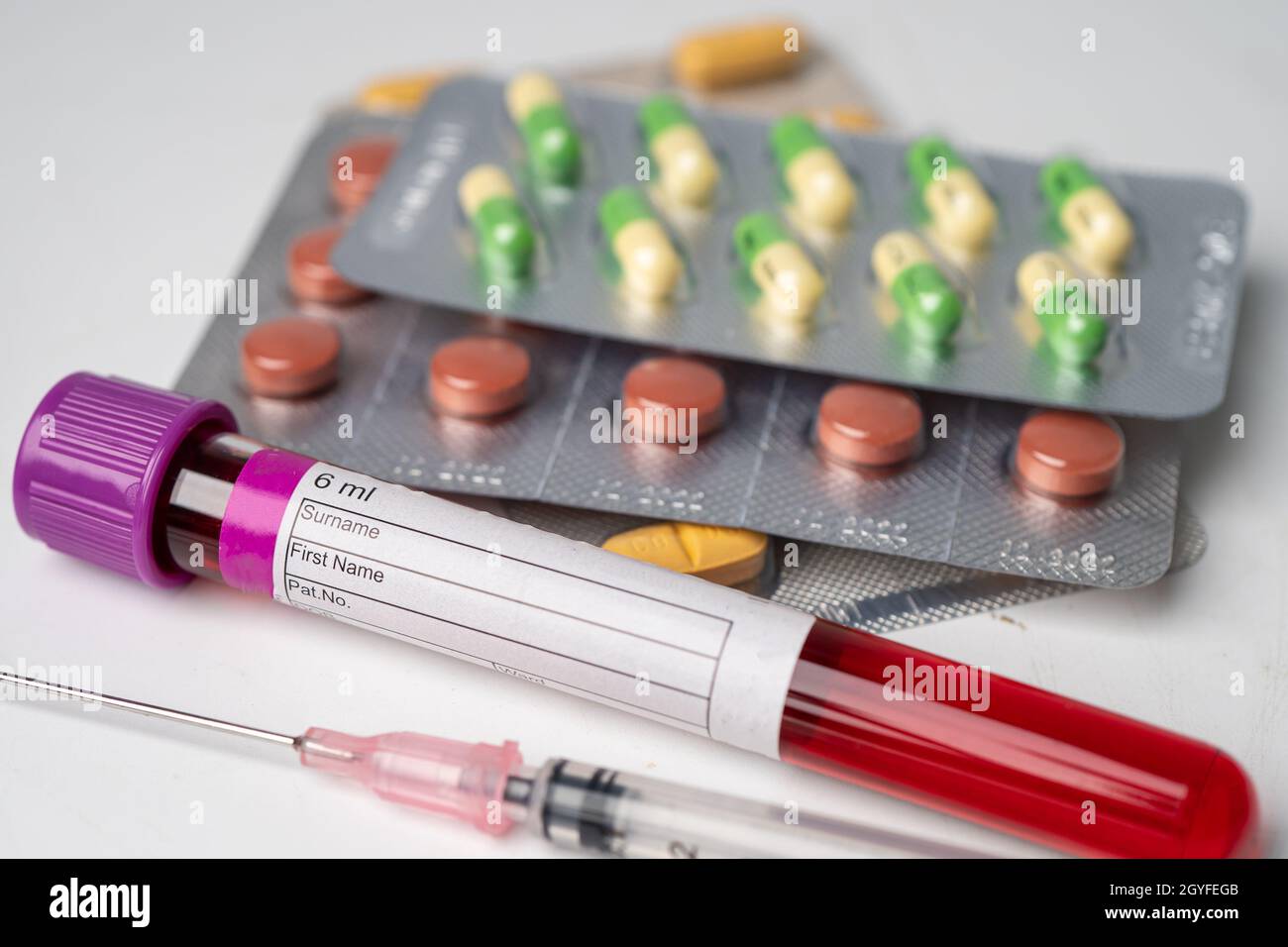 Pills drug colourful capsule in blister pack, medicine in pharmacy ...