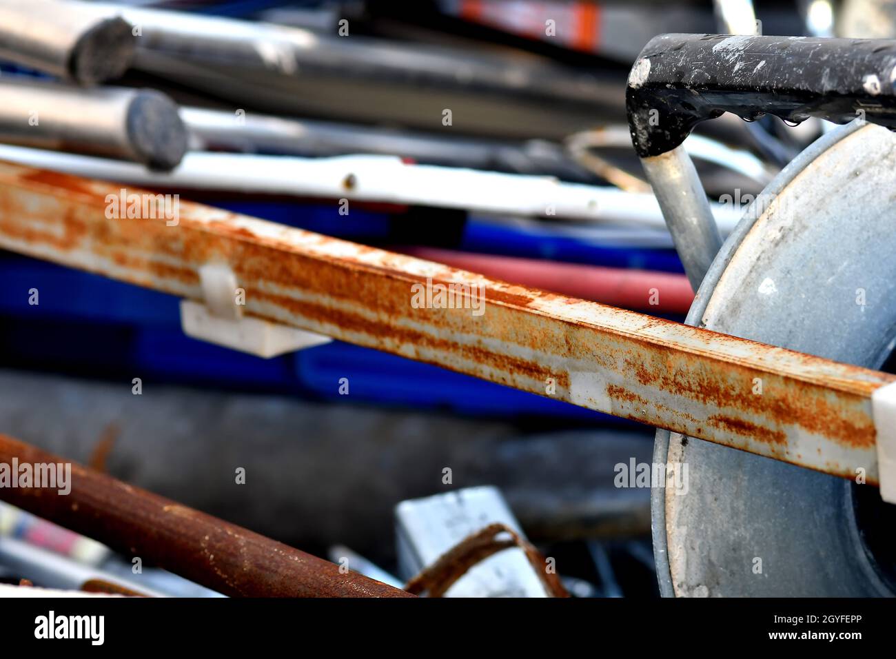 scrap metal in a container Stock Photo - Alamy