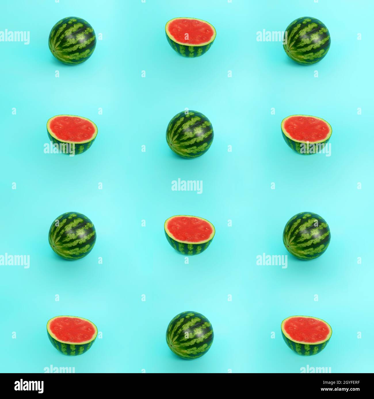Illustration of pattern summer watermelon on cyan background Stock ...